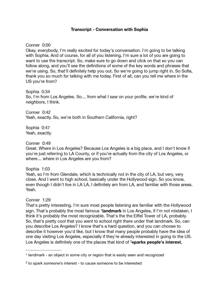 Transcript - Conversation With Sophia | PDF | Mexican Cuisine