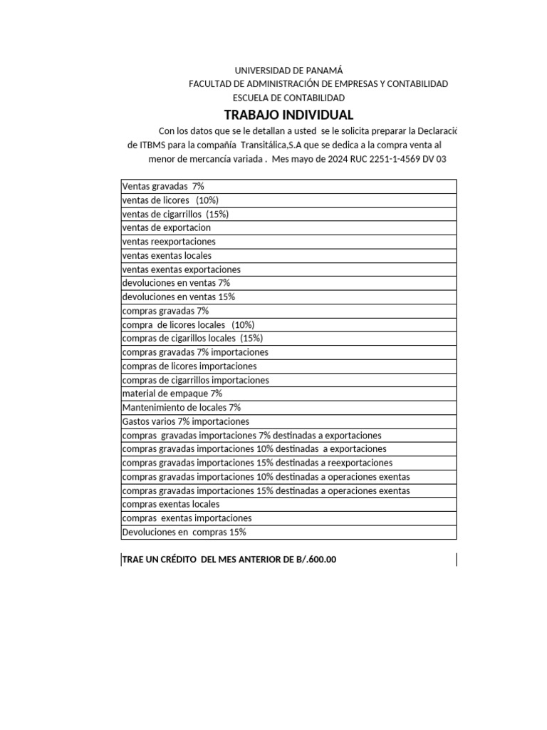 Itbms Individual Transitalica 2024 | PDF