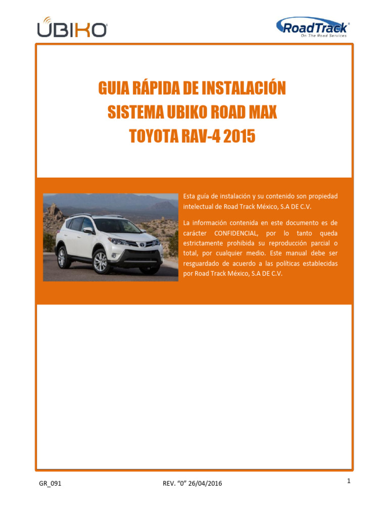 GR - 091 Guia Rapida de Instalacion Sistema Ubiko Road Max Toyota Rav-4 ...