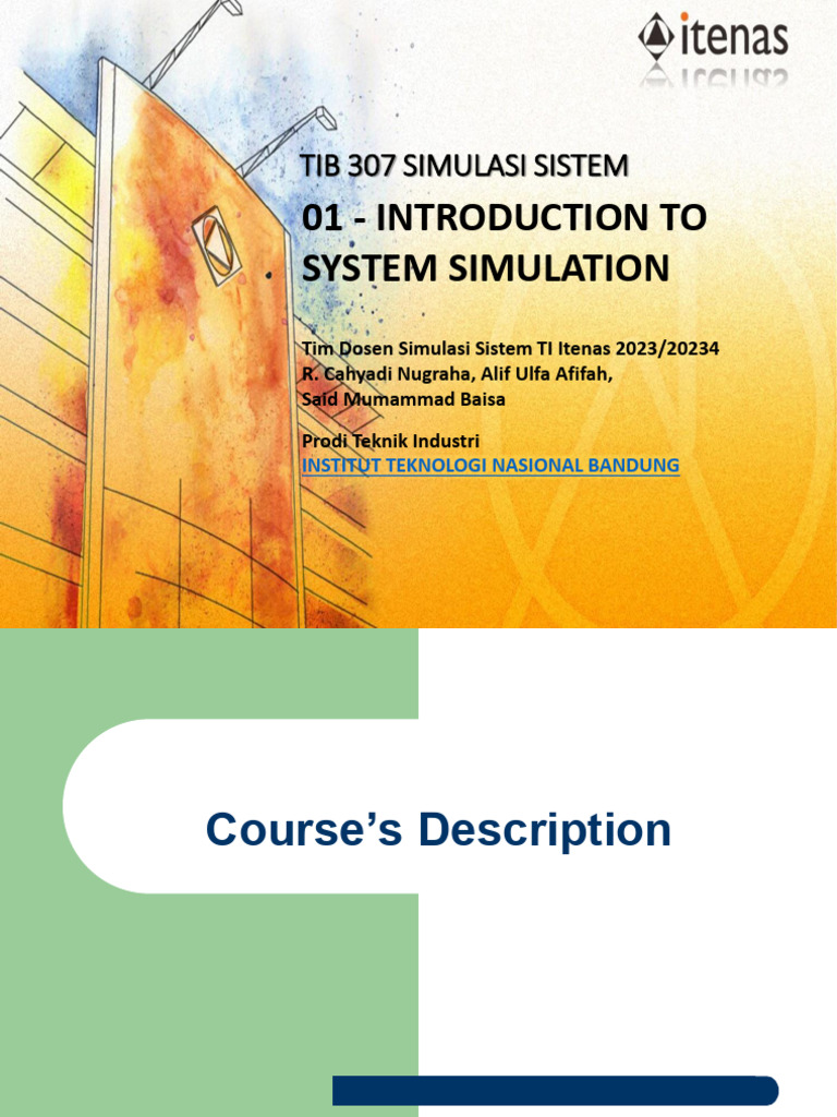 01 - Intro To System Simulation Course 2023 | PDF | Simulation | Systems Engineering