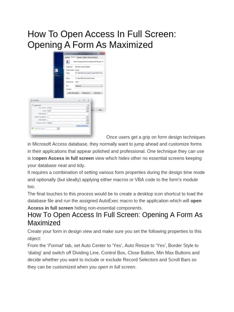 How To Open Access in Full Screen | PDF