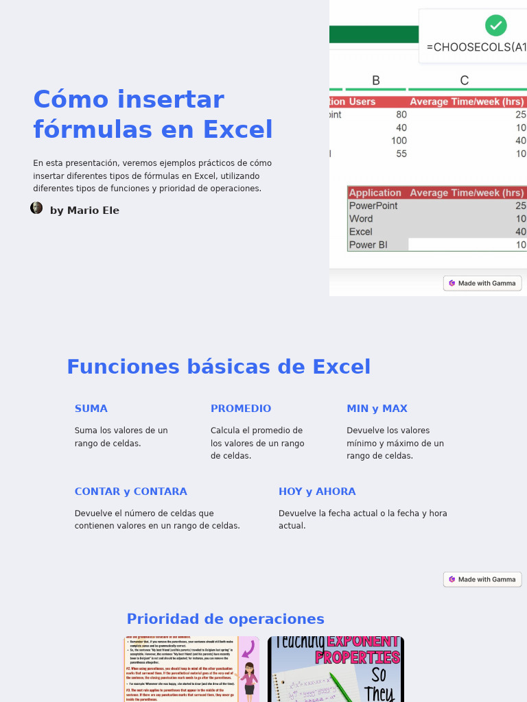 Insertar Formulas Excel | PDF | Microsoft Excel | Exponenciación