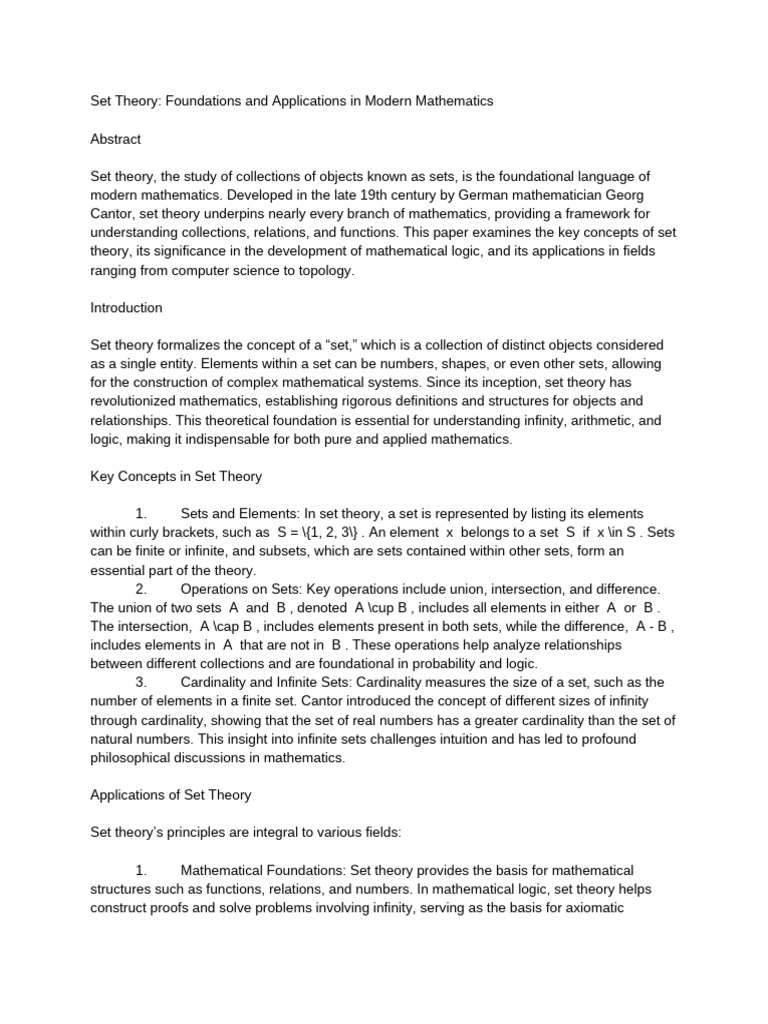 Set theory | PDF | Set (Mathematics) | Mathematics