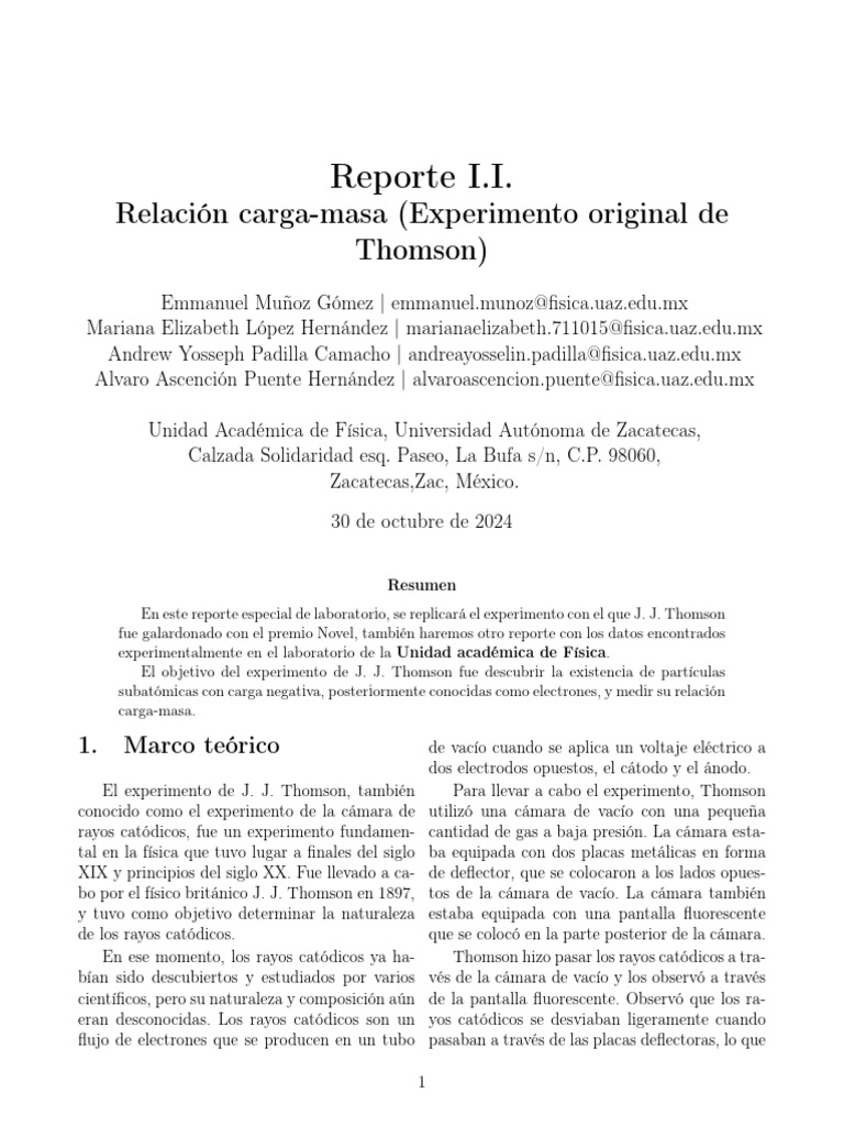 Relación Carga-Masa del Electrón | PDF | Electrón | voltaje