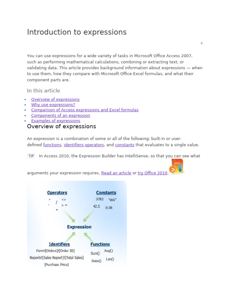 Introduction to expressions | PDF | Visual Basic For Applications | Mathematics