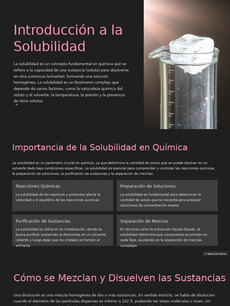 Introduccion A La Solubilidad | PDF | Solubilidad | Concentración