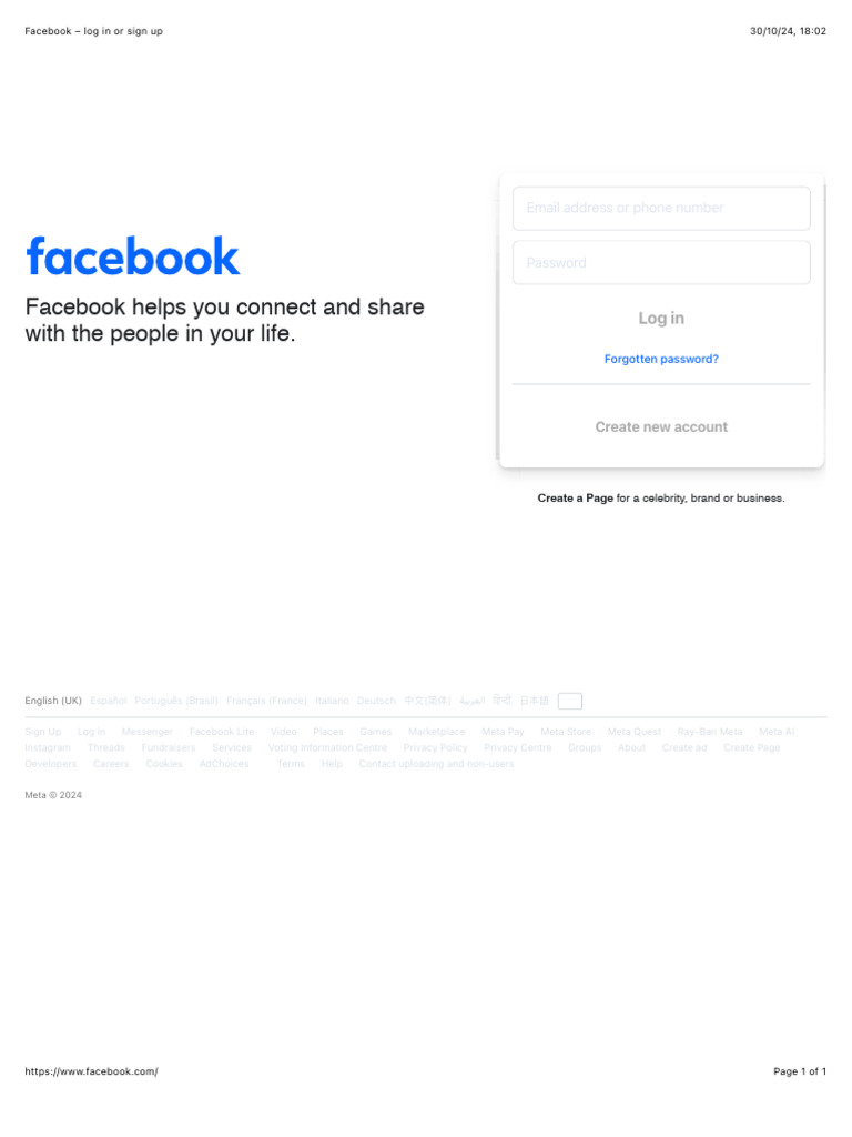 Facebook Login and Sign Up Guide | PDF