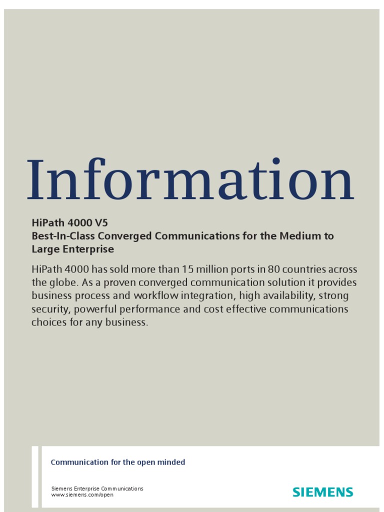 HiPath 4000 V5, Data Sheet, Issue 2 | PDF | Session Initiation Protocol ...