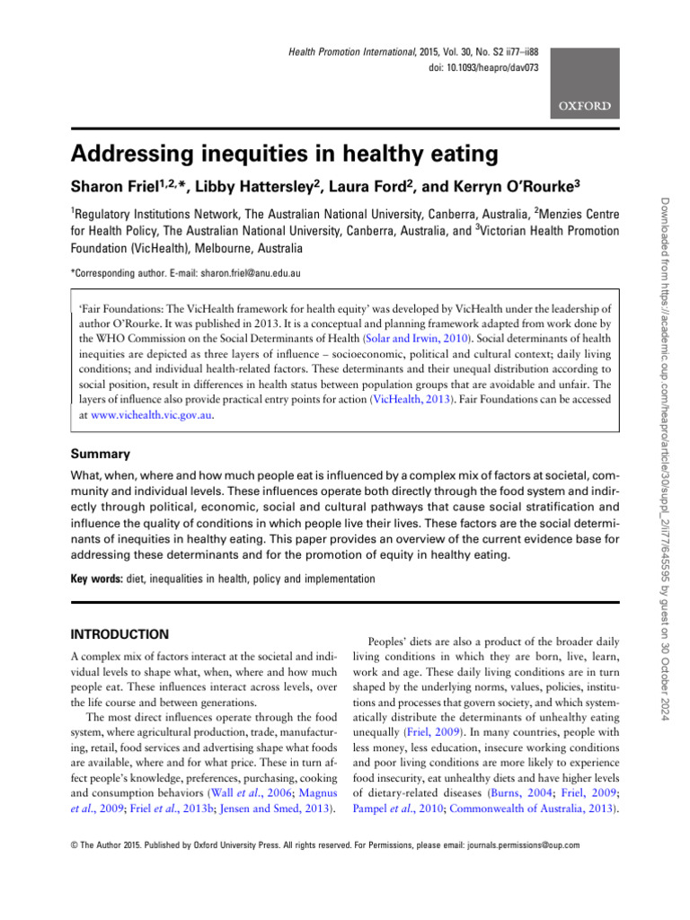 Addressing Inequities in Healthy Eating Dav073 | PDF | Healthy Diet ...