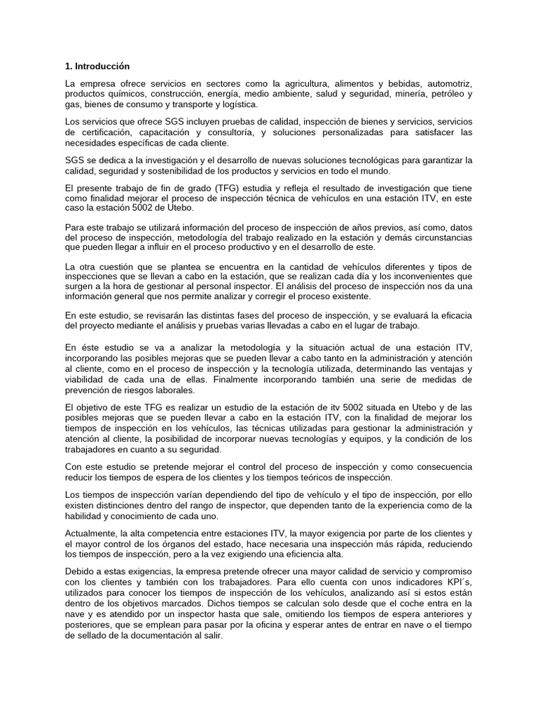 Mejora en la Inspección ITV Utebo | PDF | Calidad (comercial) | Business