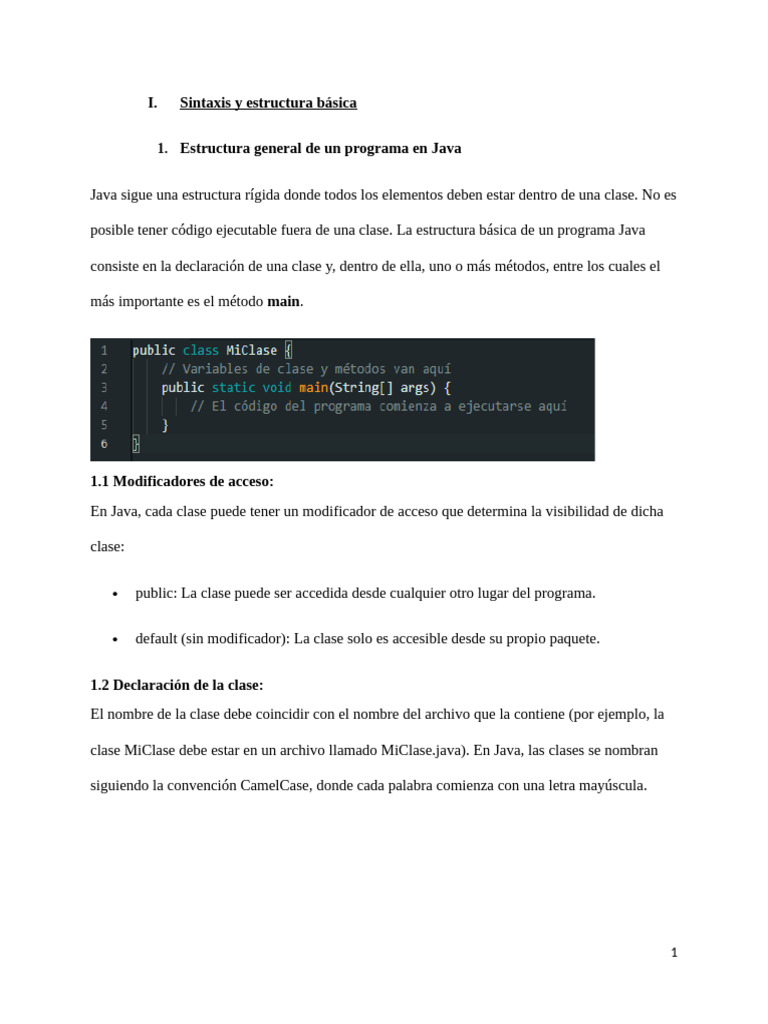 Sintaxis y Estructura Básica | PDF | Java (lenguaje de programación ...