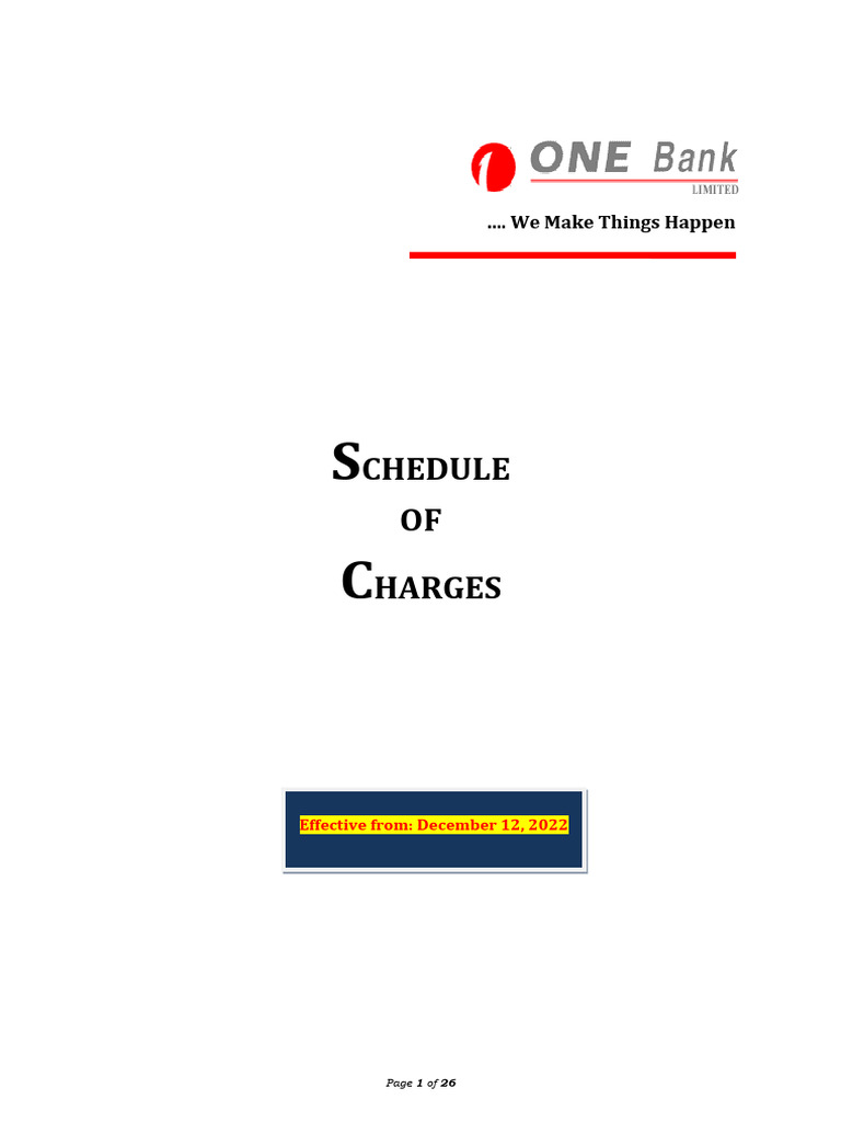 Banking Charges Schedule 2022 | PDF | Credit Card | Debit Card