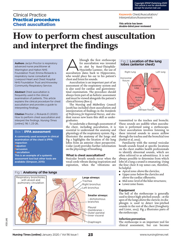 How To Perform Chest Auscultation and Interpret The Findings | PDF ...