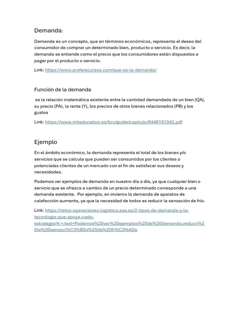 Concepto y Función de la Demanda | PDF | Curva de demanda | Demanda