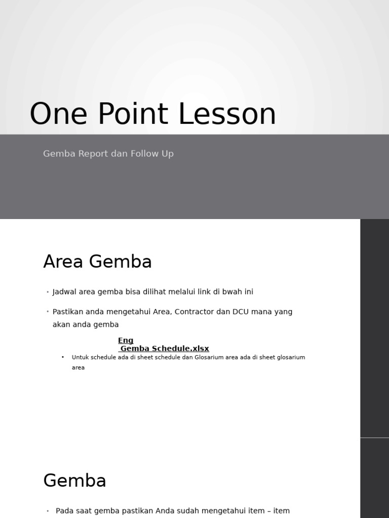 OPL Gemba Report Dan Follow Up | PDF