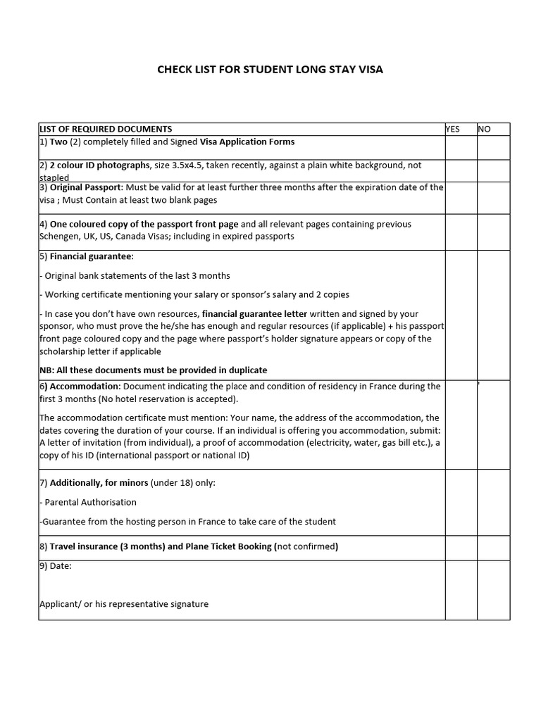 Check List Student Visa | PDF | Travel Visa | Passport