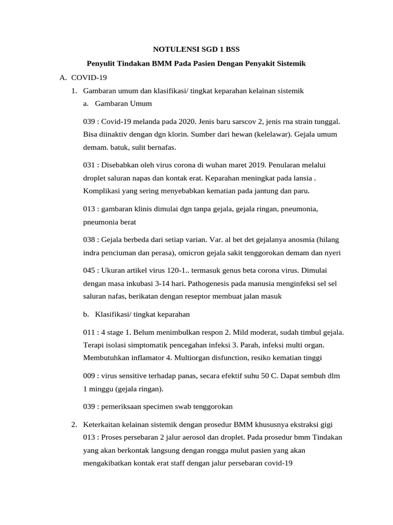 Notulensi SGD 1 BSS | PDF | Sains & Matematika