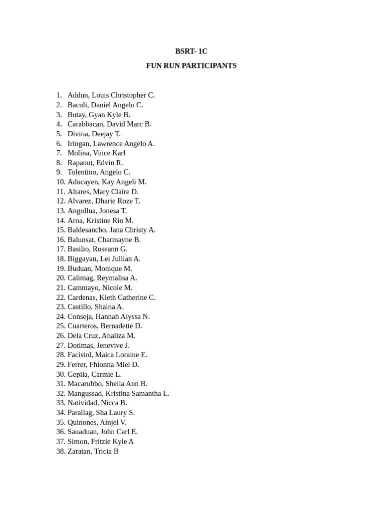 BSRT 1C Fun Run | PDF