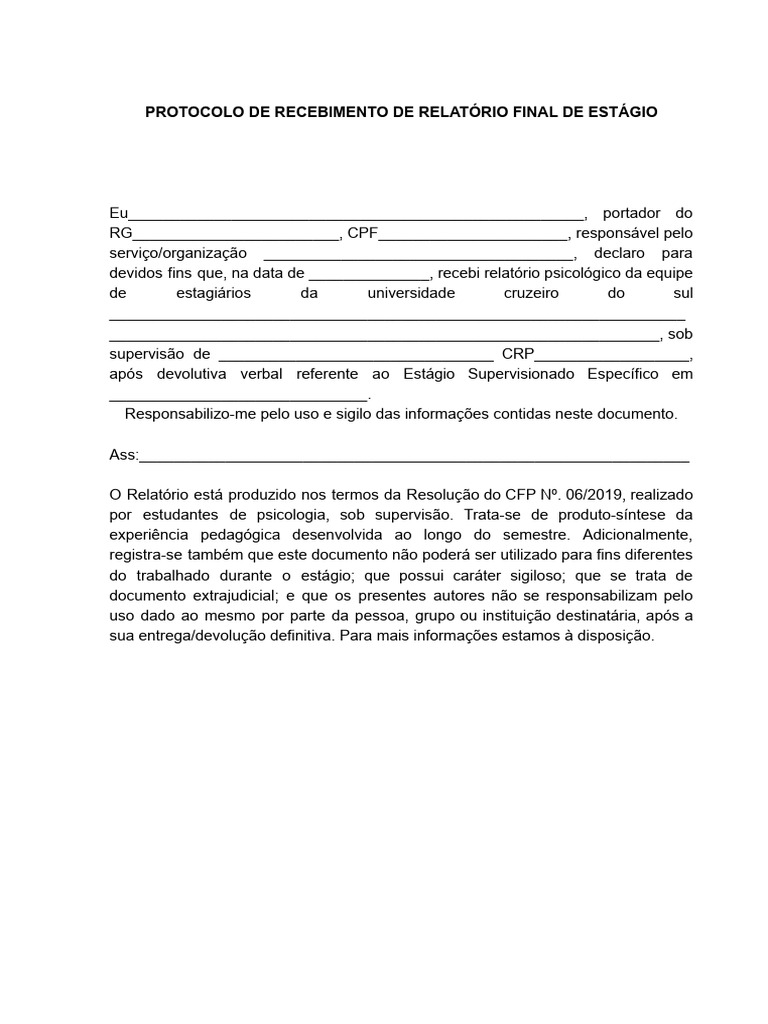 3. Protocolo de Entrega e Solicitação de Relatório Final | PDF