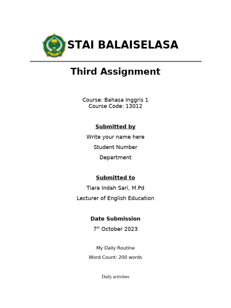 Assignment Format-1 | PDF