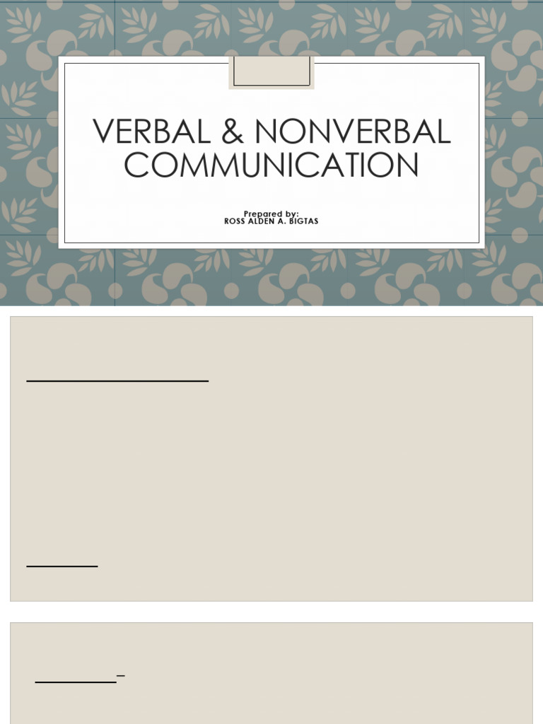 Verbal vs Nonverbal Communication Guide | PDF | Word | Nonverbal ...