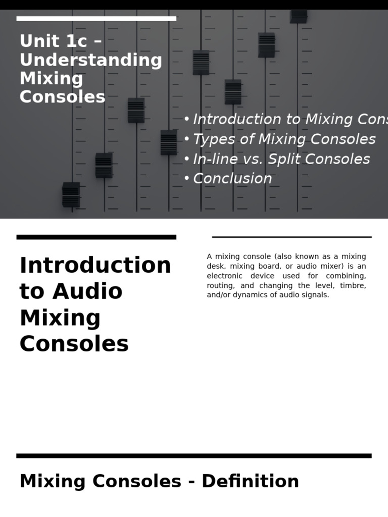 Unit 1c - The Mixing Console | PDF | Hearing | Signal Processing