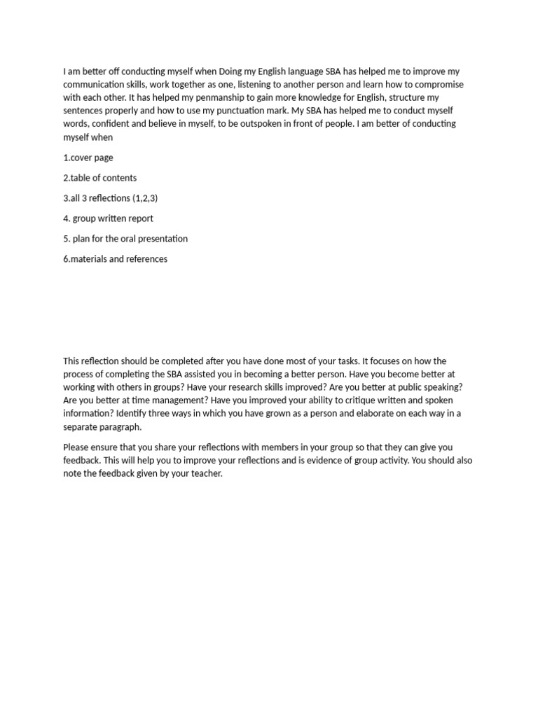 sba reflection guide | PDF