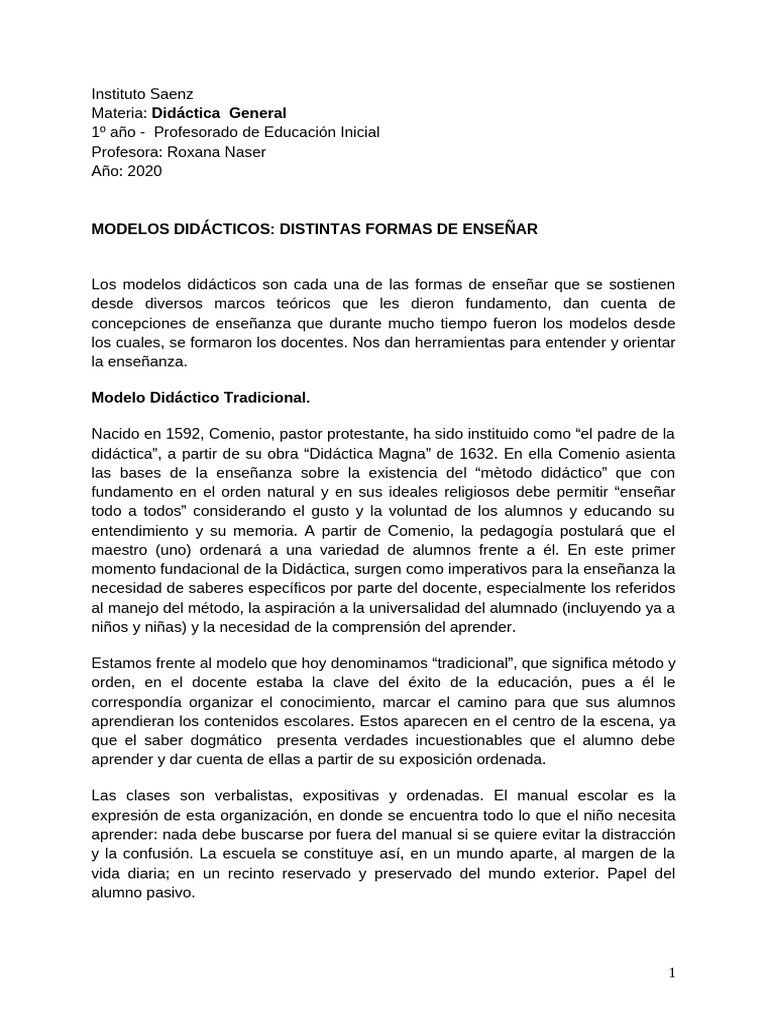 Texto - Modelos Didacticos 2 | PDF | Enseñando | Maestros