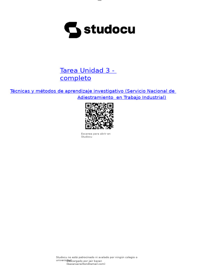 Tarea Unidad 3 Completo | PDF | Conocimiento | Aprendizaje