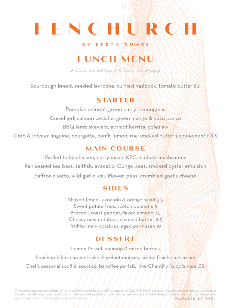 Fenchurch Lunch Menu 24.04.24 New Indd | PDF | Cooking, Food & Wine