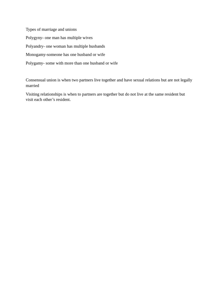 Types of Marriage and Unions | PDF