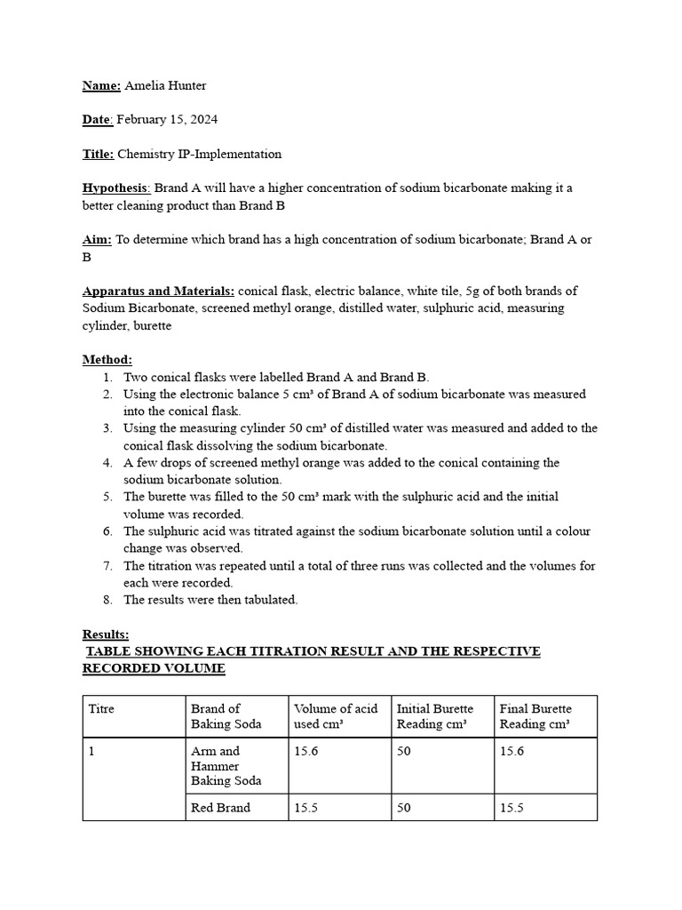 Sodium Bicarbonate Concentration Comparison | PDF | Sodium Bicarbonate ...
