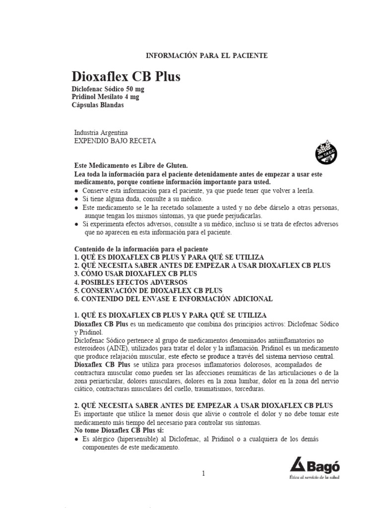DIOXAFLEX CB PLUS CAPS BLANDAS Informacion para El Paciente PDF | PDF ...