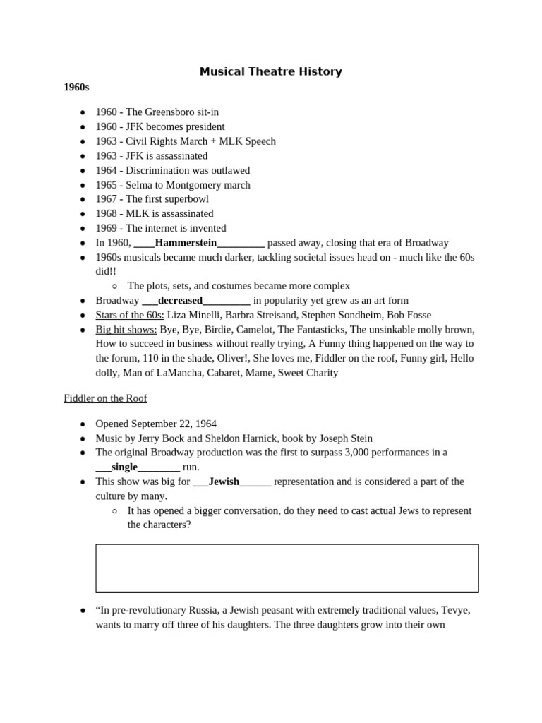 60s and 70s Guided Notes | PDF | Musical Theatre | Jesus