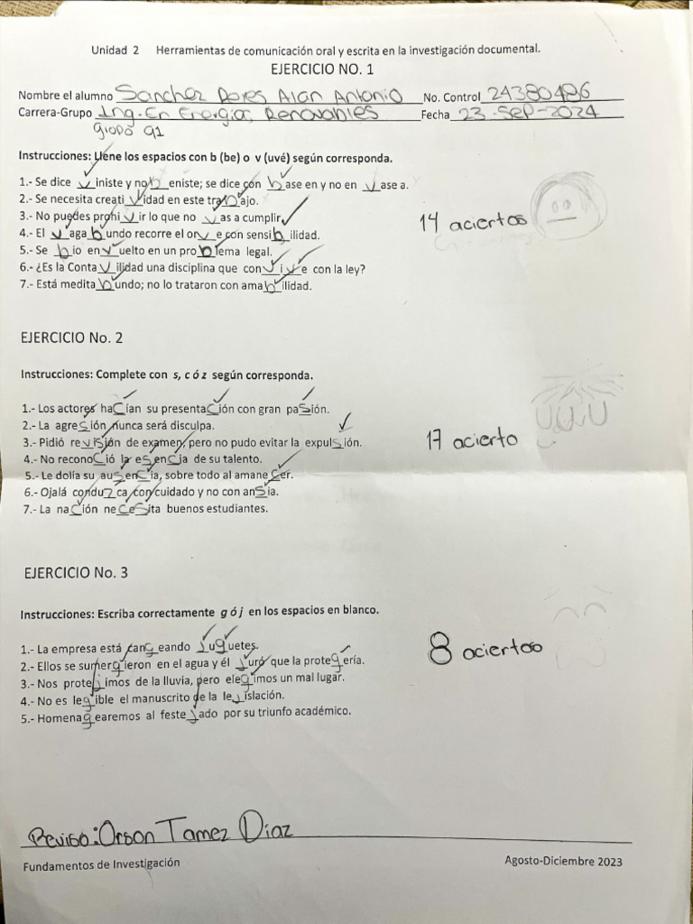 T2-A2 Ejercicios Gramaticales, IER, SANCHEZ ALAN | PDF