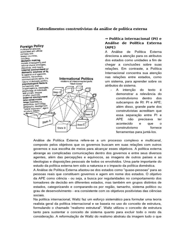 Construtivismo Na Análise de Política Externa | PDF | Sociologia | Intenção