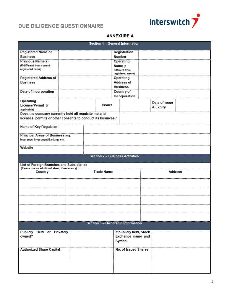ISW Due Diligence Questionnaire - Revised | PDF | Justice | Crime ...