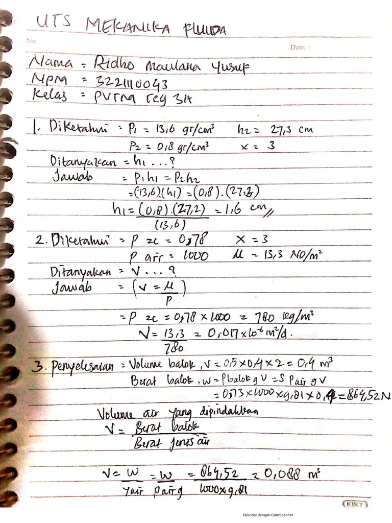 Uts Mekanika Fluida Otomotif | PDF