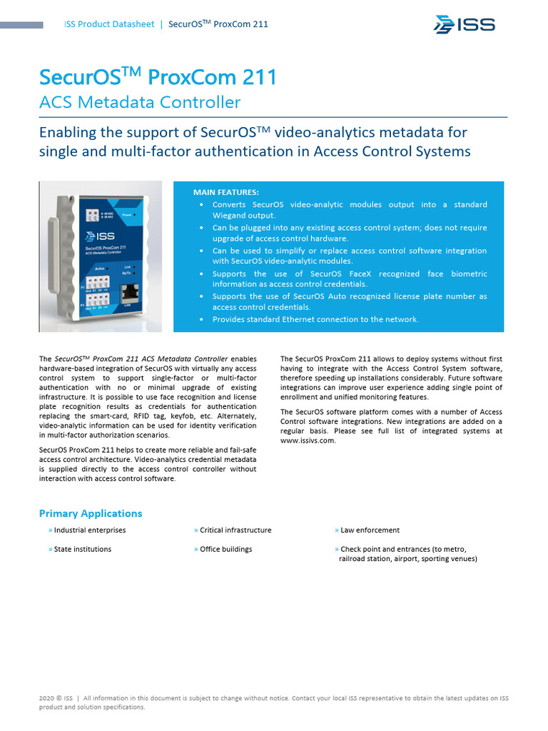 SecurOS ProxCom 211 Controller Datasheet v1.1 EN | PDF | Access Control | Computing