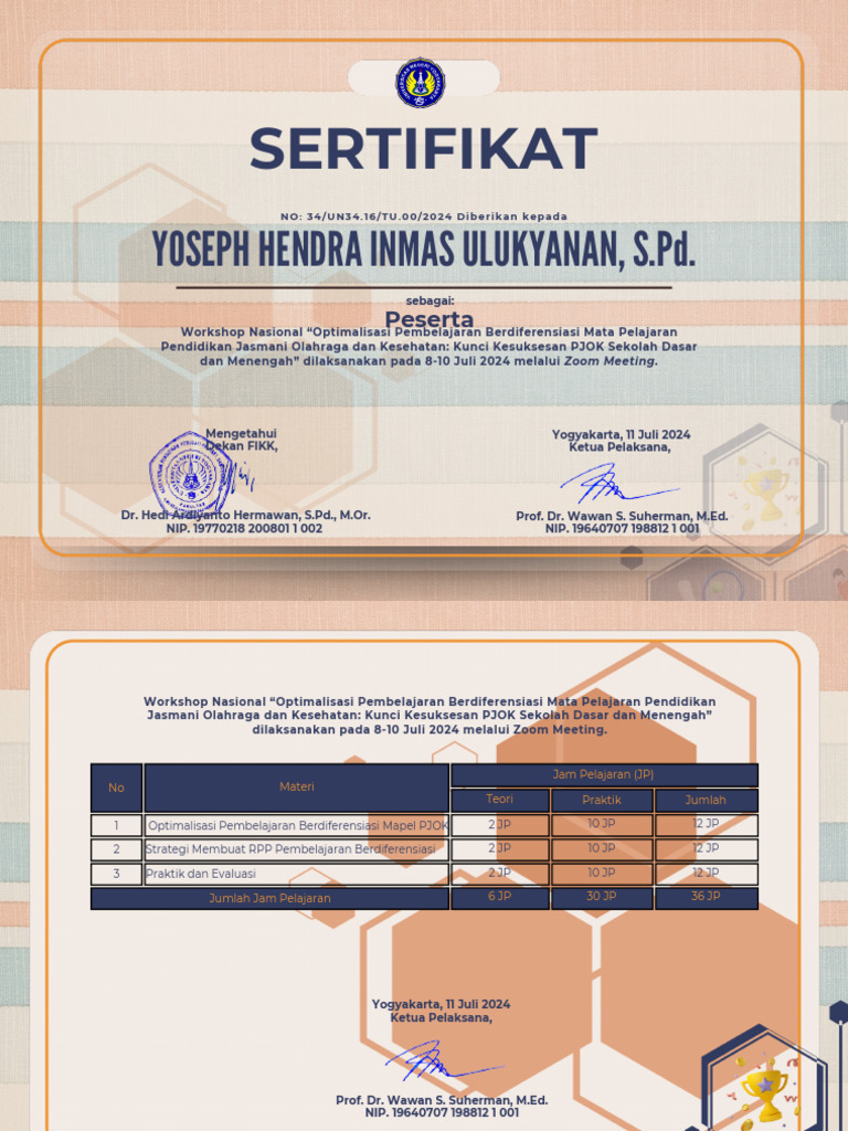 Sertifikat Workshop PJOK 2024 | PDF | Karier & Perkembangan