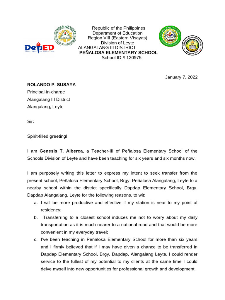 Letter of intent to transfer | PDF