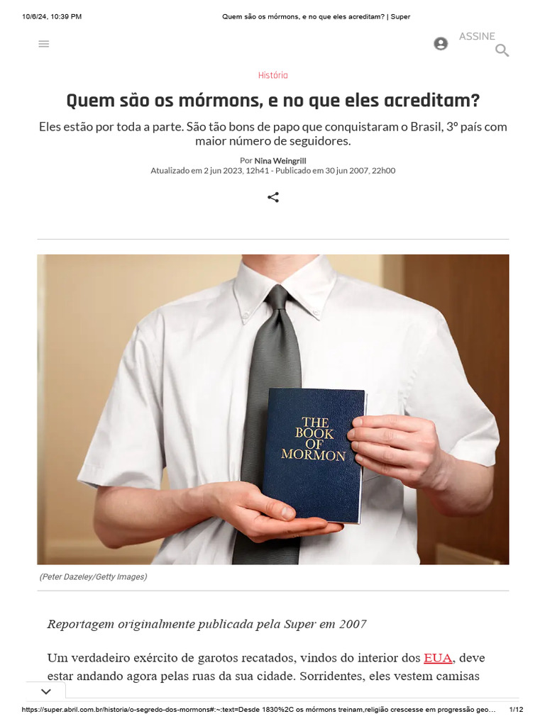 Crenças e História dos Mórmons | PDF | A Igreja de Jesus Cristo dos ...