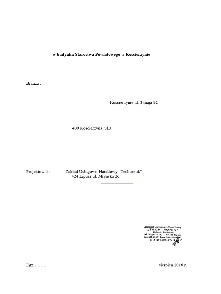 0projekt Wykon Inst Telein W Budyn Star Zal NR 4 | PDF