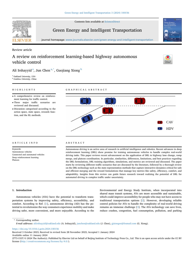 A Review On Reinforcement Learning Based Highway Autonomous Vehicle Control Pdf