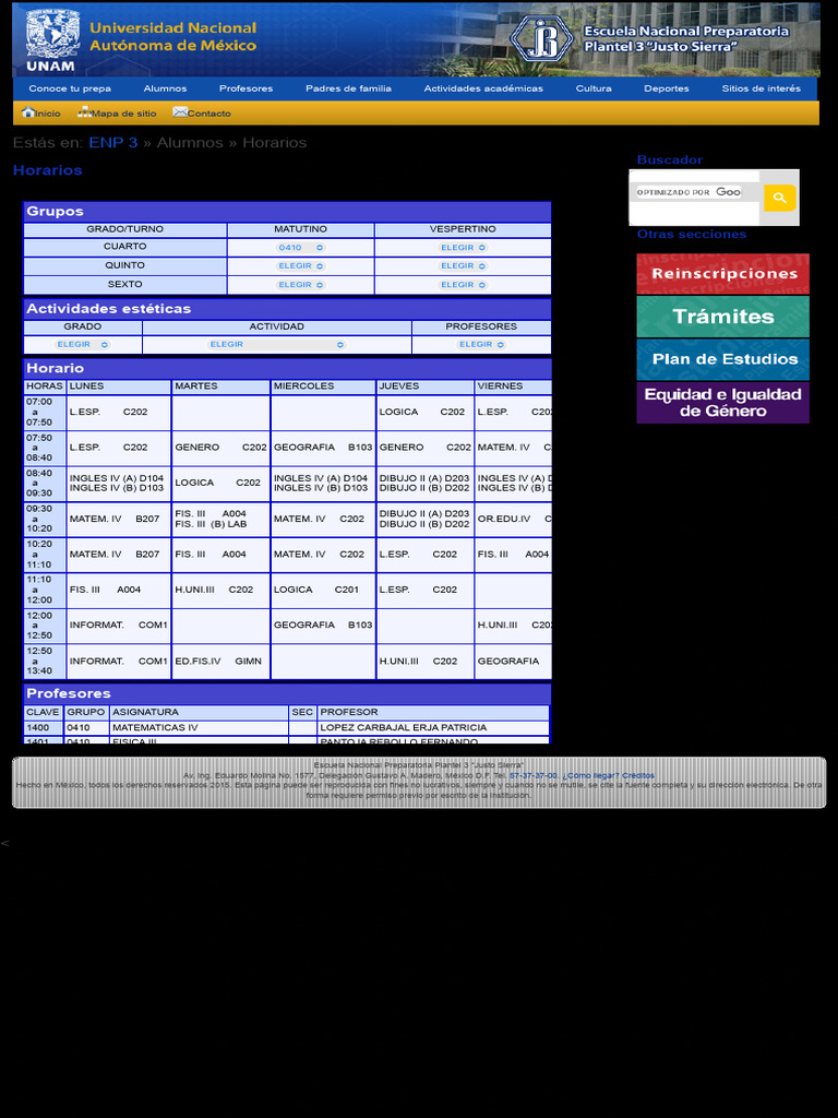 Horario ENP 3, UNAM México | PDF