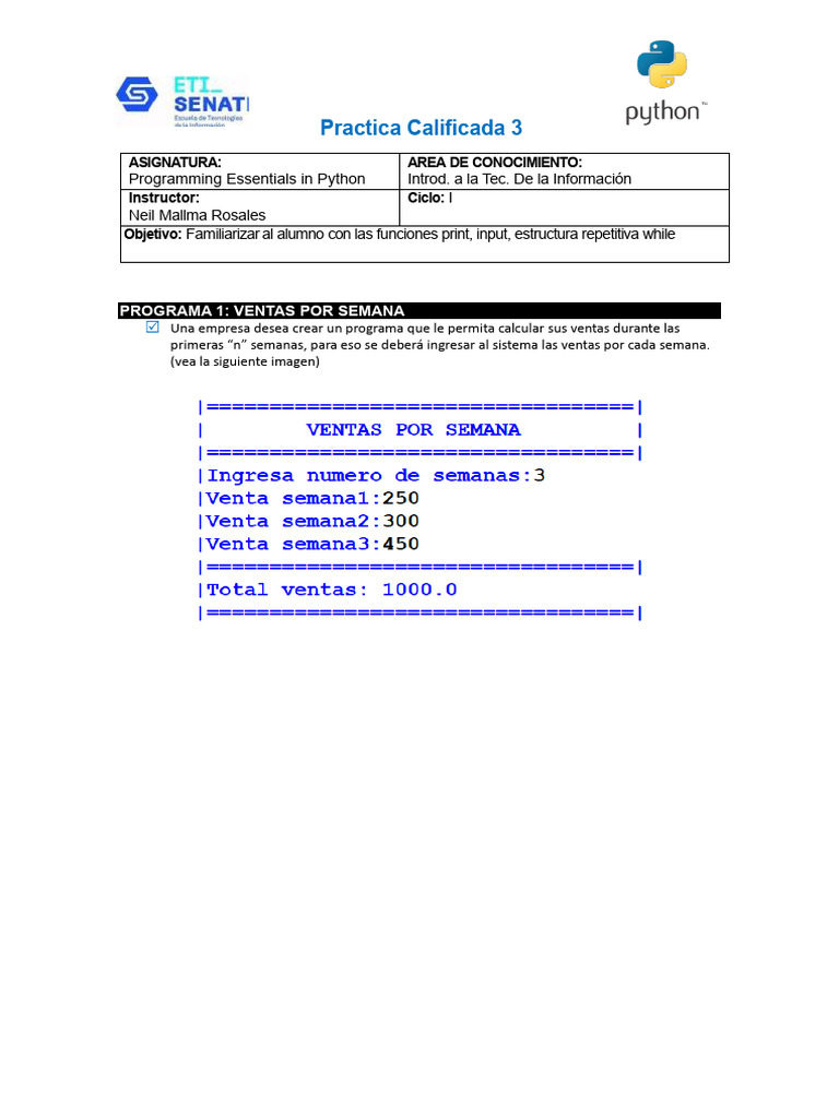 Practica 03 - PYTHON | PDF