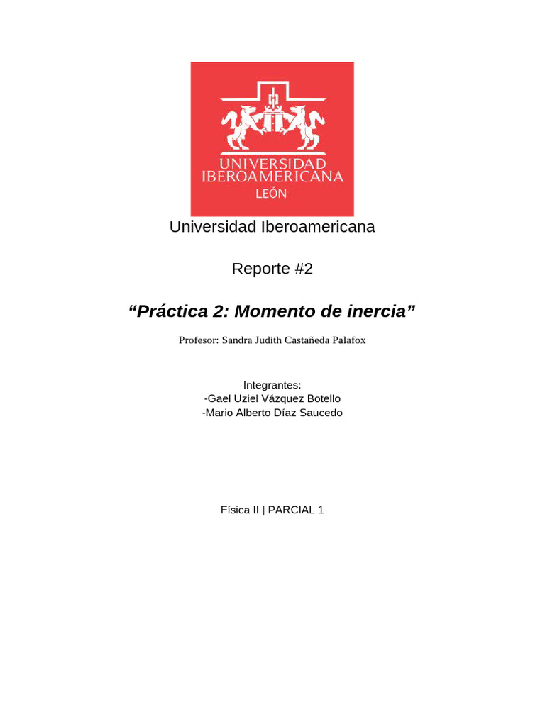 Momento de Inercia: Análisis Experimental | PDF | Masa | Esfuerzo de ...