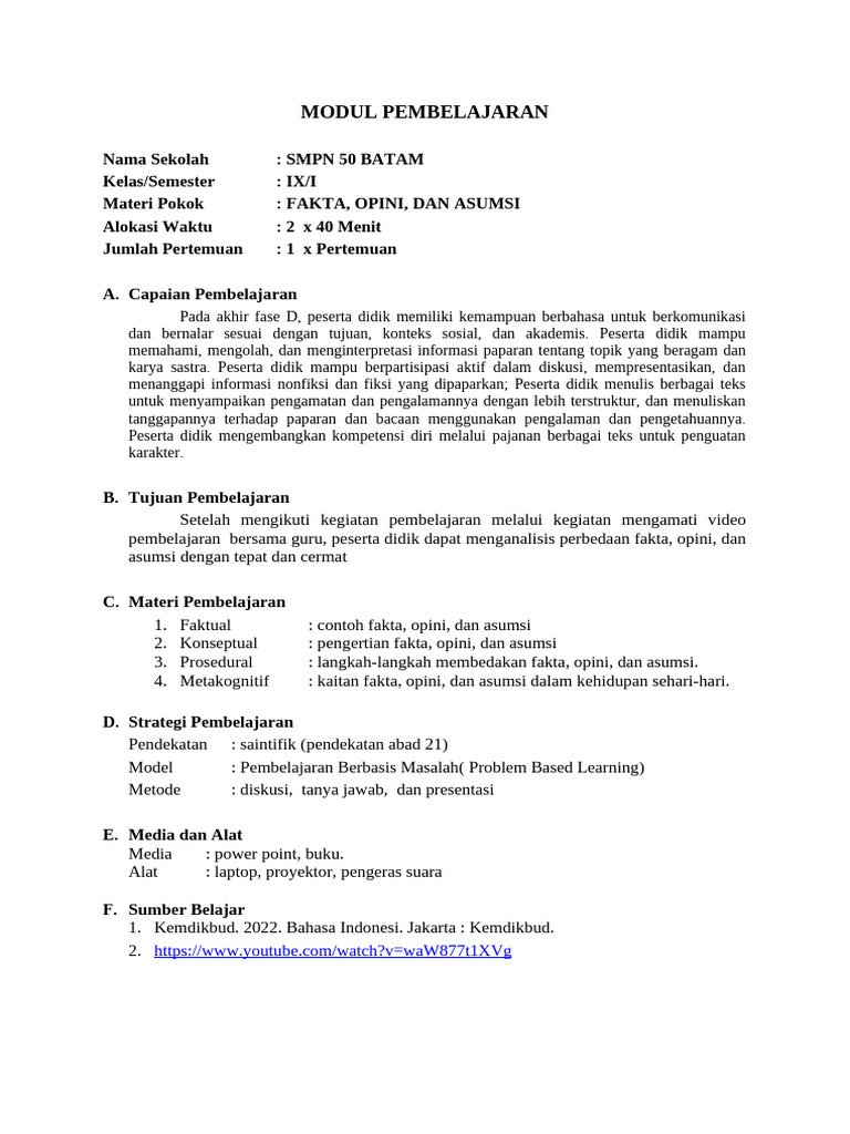 Modul Pembelajaran | PDF