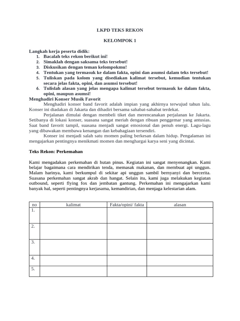 LKPD Teks Rekon Kelas 9 Bahasa Indonesia | PDF | Kajian Bahasa Asing