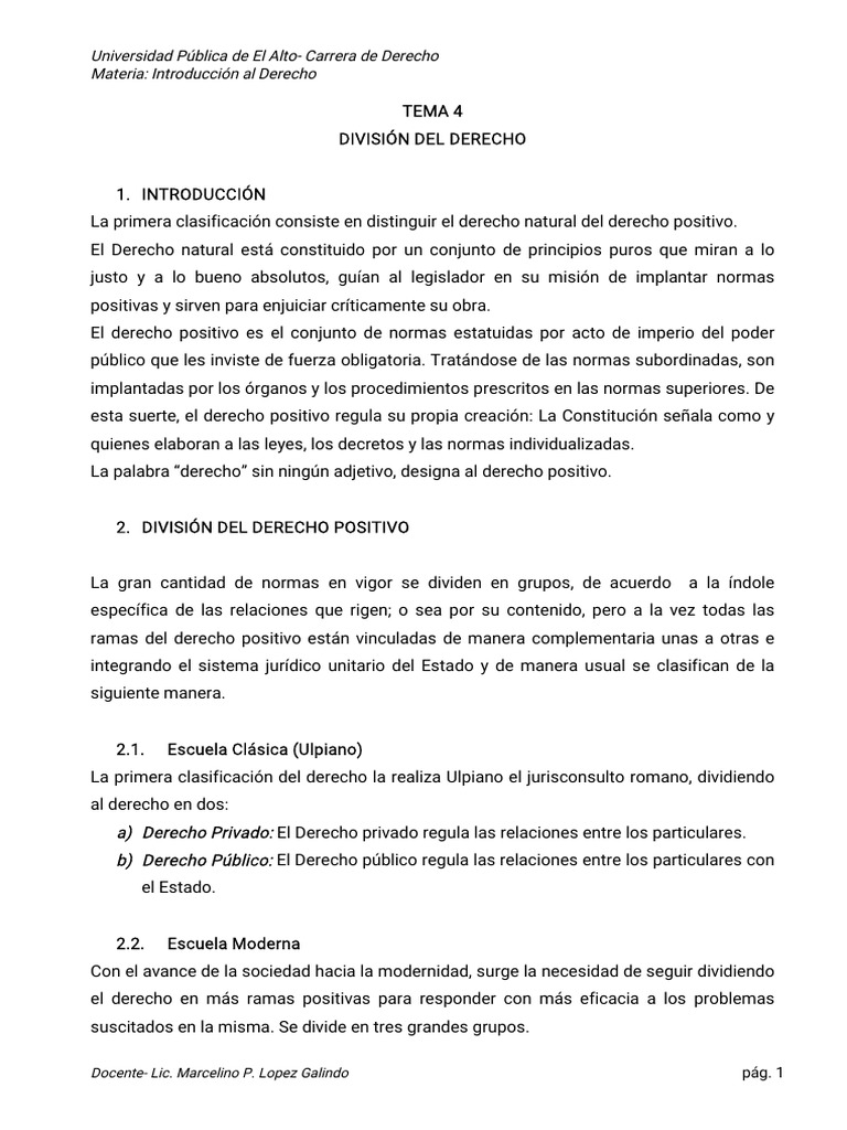 TEMA No 4 INTRODUCCION AL DERECHO Lo | PDF
